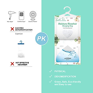 CANAGER Hanging Moisture Absorber-12 Packs, Hanging Dehumidifier Bags for Closet,Bedroom and kitchen,Fragrance Free,Moisture Absorb 12.5OZ