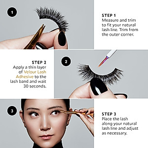 Velour Strong Eyelash Glue – Super Hold Vegan Lash Adhesive, Brush on Applicator – Premium, Latex-Free Individual Bond for Strip Eyelash Extensions, False Lashes (White)