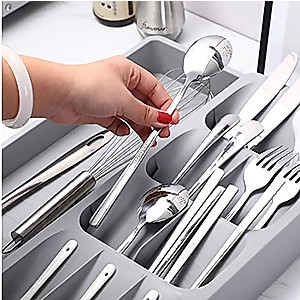 Kitchen Drawer Silverware Organizer Tray, Expandable Kitchen Utensils Organizer for Cutlery, Flatware,Spoon Knife and Fork Partition Storage