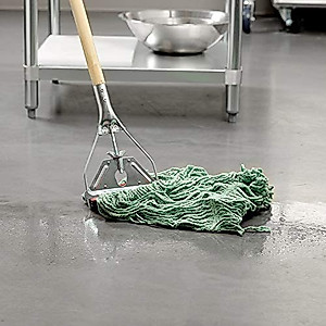 Rubbermaid Commercial Products Super Stitch Blend Mop Head Replacement, 5-Inch Headband, Large, Green, Heavy Duty Industrial Wet Mop For Floor Cleaning Office/School/Stadium/Lobby/Restaurant