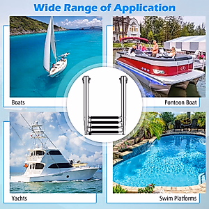 Goplus 4 Step Telescoping Boat Ladder, Folding Stainless Steel Swim Platform Ladder with Non-Slip Steps, Extendable Heavy Duty Dock Ladder for Pontoon Boat Yacht