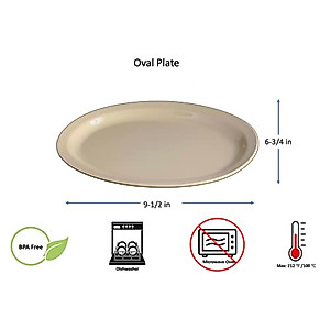 Z-Moments Western Melamine Oval Plates Narrow Rim Platter, 9-1/2" X 6-3/4", White or Tan #510 (48, Tan)