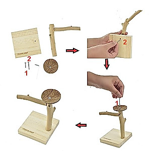 GUANLANT Natural Wood Bird Stands Feeder Toys, Tabletop Portable Training Parrots Perch Playstands Feeding Bowl Treats Toys,Bird Cage Playground Accessories for Parakeets Conure Budgies Lovebirds