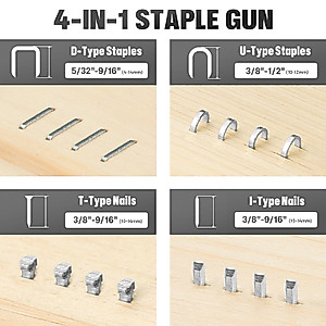 Bielmeier 4 in 1 Staple Gun, Upholstery Staple Gun Heavy Duty with 4000Pcs Staples, Manual Brad Nailer Power Adjustment Stapler Gun for Wood, Carpentry, Decoration, DIY, Fixing Material, Furniture