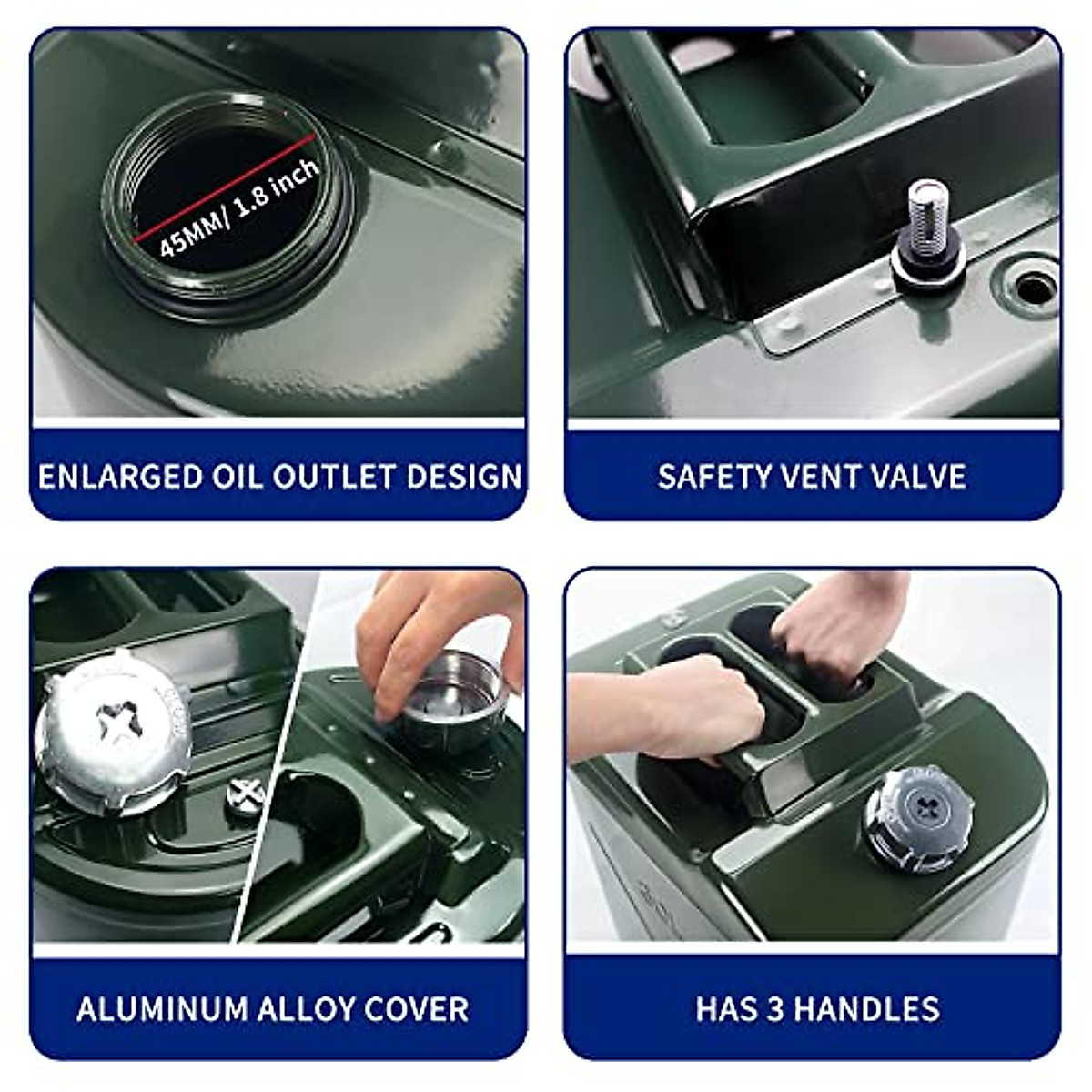 2.6 Gallon Metal Tank, Jerry Can - (10L Green)