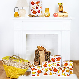 Whaline 100 Sheet Fall Leaves Tissue Paper Bulk Watercolor Maple Leaves Art Tissue Autumn Leaves Wrapping Tissue Paper for Thanksgiving Baby Shower Wedding Gift Wrapping DIY Crafts, 19.6 x 13.7 Inch