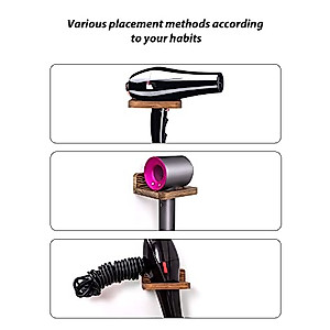 Honizer Hair Dryer Holder Wall Mounted, Wood Hair Dryer Holder, Blow Dryer Holder for Bathroom, Bedroom, Salon