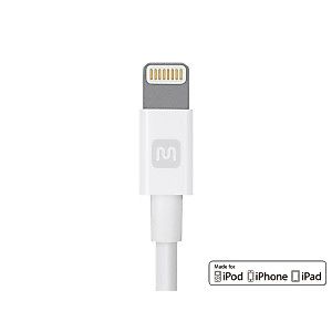 Monoprice Lightning to USB Type-A Charging Cable - Apple MFi Certified, 6 Inches, White - Essential Series