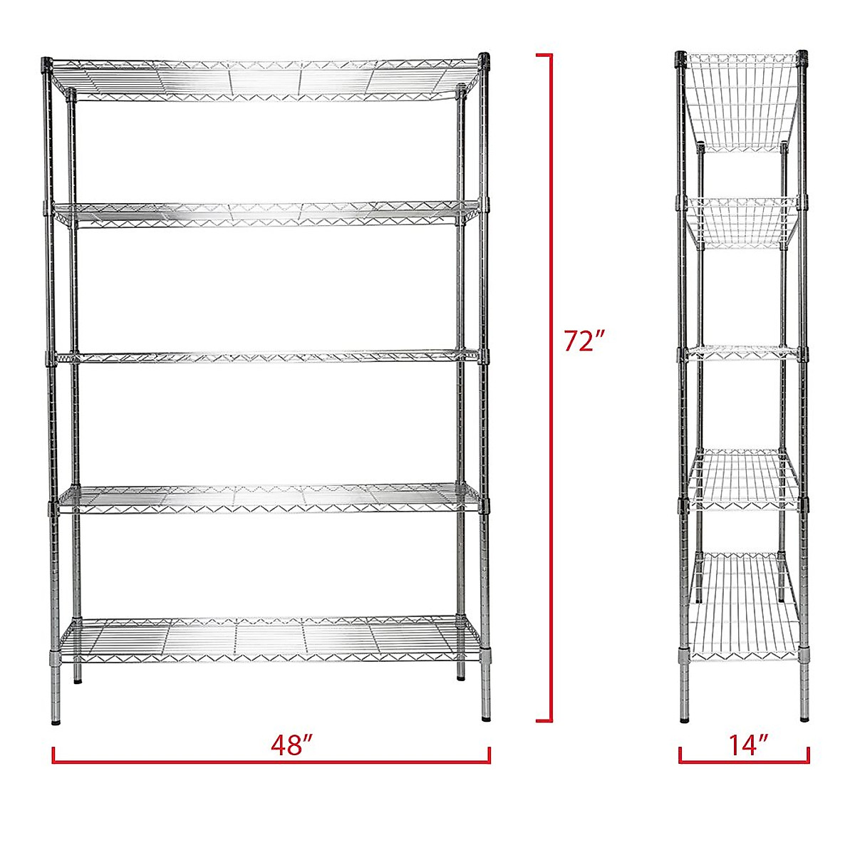 Apollo Hardware Chrome 5-Shelf Wire Shelving 14"x48"x72" (Chrome)
