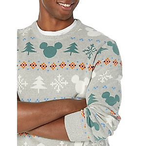 Amazon Essentials Disney | Marvel | Star Wars Men's Crew Sweaters, Mickey Fair Isle - Mens, X-Large