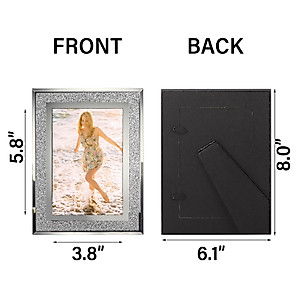 HORLIMER 4x6 Picture Frame Set of 2, Sparkle Glass Photo Frames 4 by 6 for Tabletop, Horizontally or Vertically