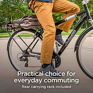 Schwinn Discover Adult Hybrid Bike for Men and Women, 700c Wheels, 21-Speeds, 19-Inch Aluminum Step-Over Frame, Front and Rear Fenders, Rear Cargo Rack, Black