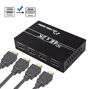 VSVABEFV 4K HD HDMI Switch, 4 Ports 4K x 2K HDMI 2.0 Switcher Hub Port Switches with IR Wireless Remote, for Mackbook HDTV Laptop Xbox 360 PS4 PS5