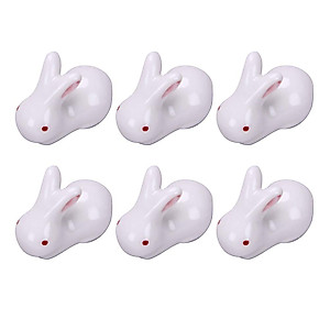 BESTOYARD 6 Pcs Mini Cute Rabbit 2 Inch Ceramic Chopsticks Stand Rest Bunny Shape Chopsticks Rack Stand Spoon Fork Holder Easter Party Dinning Table Decoration