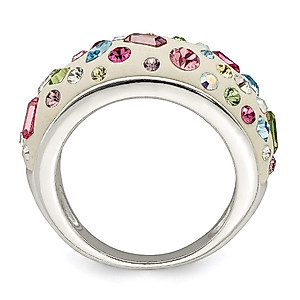 Sterling Silver Stellux Crystal Multi-Color White Ring style QR4180-6