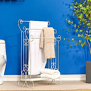 Standing Towel Racks for Bathroom 3 Bar Metal Towel Organizer Holder Stand with Storage Shelf Towel Drying Rack Freestanding for Bath Towels,Hand Towels,Washcloths, Bathroom Accessories