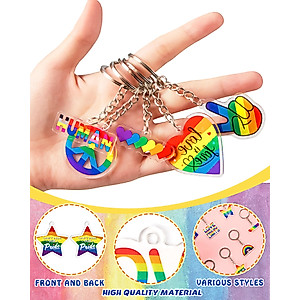 Kigeli 60 Pcs Gay Pride Rainbow Keychain LGBTQ Accessories Bulk Gay Stuff Acrylic Lesbian Key Chain LGBT Key Ring Hanging Men Women's Keyrings and Keychains for Transgender Jewelry Gifts Charm