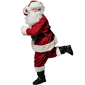ADOMI Santa Claus Costume for Men Adults Santa Suit 11pcs Mens Red Deluxe Christmas Clause Outfit Cosplay Vacation Suits Set M