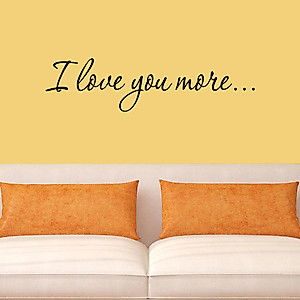 VWAQ I Love You More Decal Wall Quote Love Wall Art Decor Stickers Sayings for Bedroom