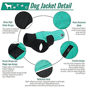 ALAGIRLS Reversible Dog Coat for Cold Weather, Winter Waterproof Dog Vest Jacket, Thick Padded Warm Dog Coat Pet Apparel Outfits with Harness Hole, Turquoise XL