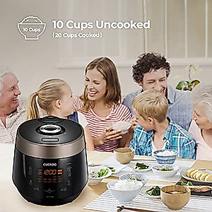 CUCKOO CRP-P1009SB | 10-Cup (Uncooked) Pressure Rice Cooker | 12 Menu Options: Quinoa, Oatmeal, GABA/Brown Rice & More, Made in Korea | Black/Copper