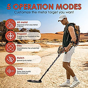 Professional Gold Detector for Adults Waterproof - Higher Accuracy Metal Detectors Lightweight 11" Coil Metales Silver Coil Finder Pinpoint Notch Detecting - SUFFLA SMD02A Camouflage Orange