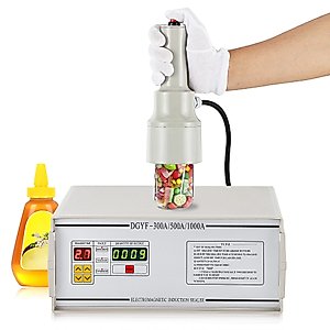 NEWTRY Induction Bottle Cap Sealer 10-50mm Handheld Heat Sealing Machine with Counting Function for Plastic Glass Bottles of Flat and Pointed Cap (110V)