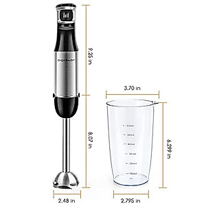 Aigostar Immersion Blender, 2 in 1 Hand Blender with 600ml Beaker, Stainless Steel Handheld Stick Blender for Smoothies, Baby Food, Puree, Soup, BPA Free, UL Certificated