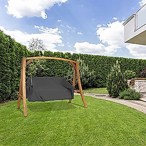 COBOAQG Porch Swing Cover Waterproof,Outdoor Hanging Swing Cover 61”Lx28”Lx(35-28)”H for Patio Garden Hanging Swing Chair 420D Oxford Fabric UV Resistant Weather Protector (Black)