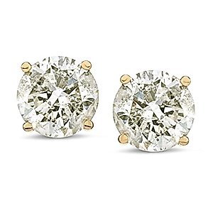 Amazon Essentials 14k Yellow Gold Round-Cut Diamond Stud Earrings (2cttw, J-K Color, I2-I3 Clarity) (previously Amazon Collection)