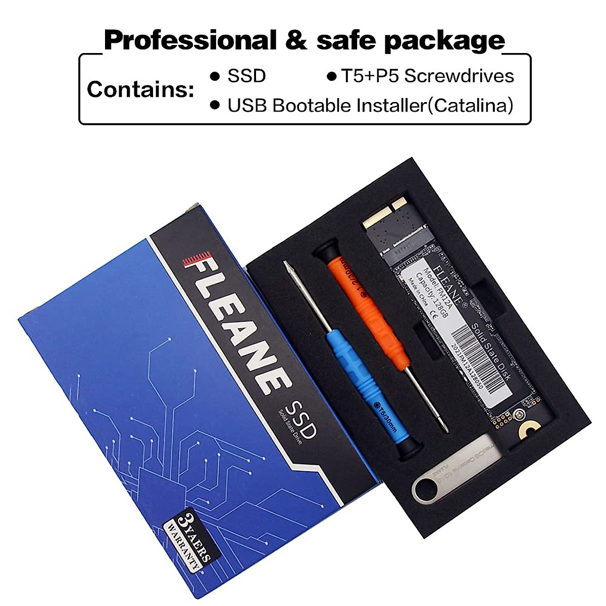 FLEANE FM12A 256GB 3D TLC Flash SSD with Tools for Apple Laptop MacBook Air A1465 A1466 Mid2012 (256GB)