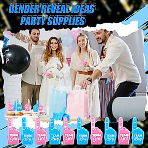 Motionchic 24 Pack Baby Gender Reveal Decorations Team Boy or Girl Mini Foam Fingers Gender Reveal Games Ideas Cupcake Toppers for Baby Shower Gender Reveal Party Favors Supplies