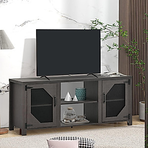 NOLLAM Modern TV Stand for 65" TV, Entertainment Center with Large Storage Space, TV Cabinet with Adjustable Shelves and Magnetic Cabinet Door, Media Console Table for Living Room, Bedroom, Dark Gray