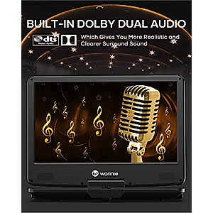 WONNIE 16.9" Portable Blu ray DVD Player with 14.1" 1080P HD Swivel Screen, 4-Hour Rechargeable Battery, Supports HDMI Output, Dolby Audio, Last Memory, Region Free, USB/SD Card, AV in