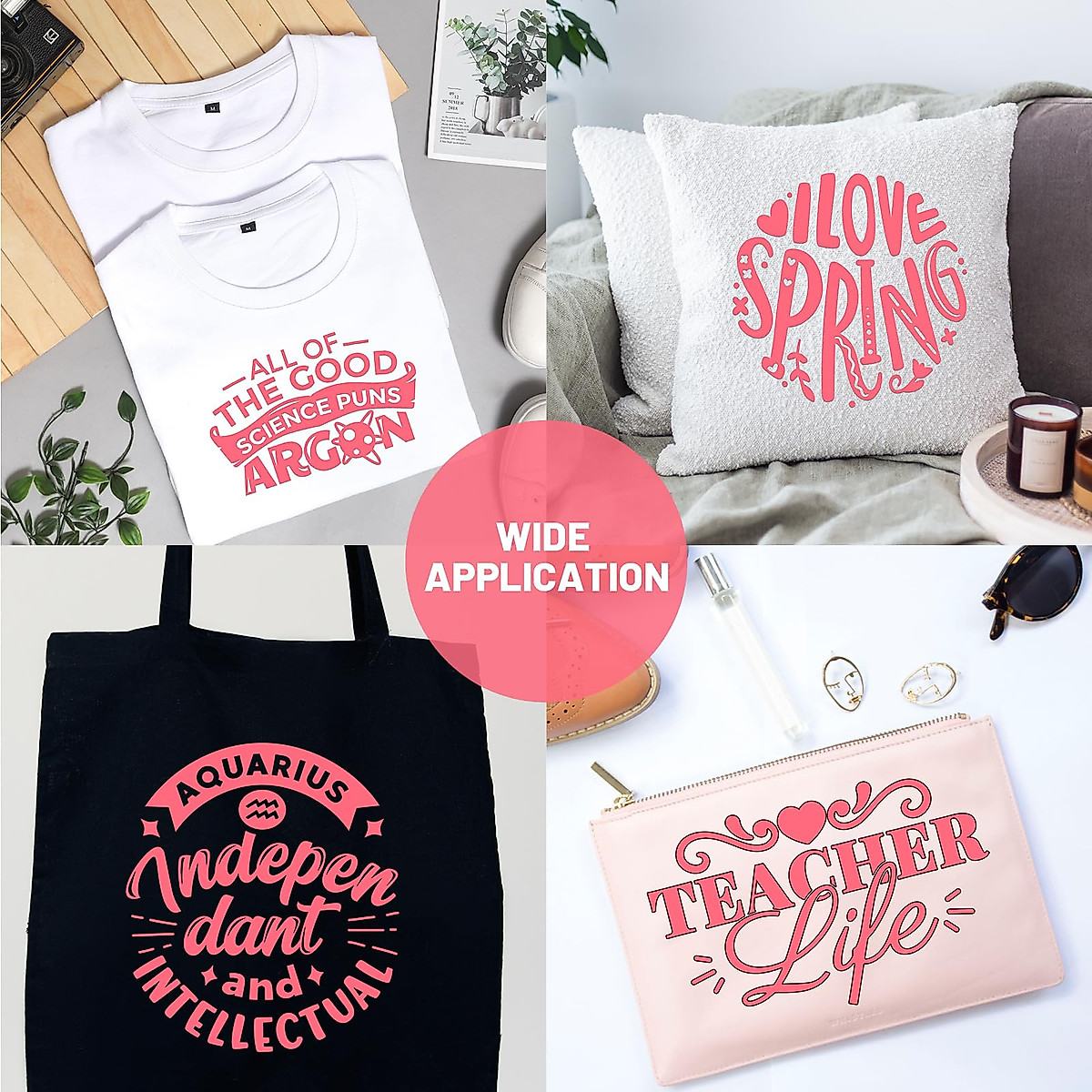 GIRAFVINYL Neon Pink Heat Transfer Vinyl for cricut,Hot Pink Iron on Vinyl for T-Shirts, Hats, Clothing,Pink HTV Vinyl Compatible with Heat Press Machines, Sublimation,Hot Pink