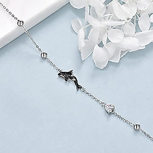 POPLYKE Sterling Silver Killer Whale Orca Adjustable Bracelets Jewelry for Women