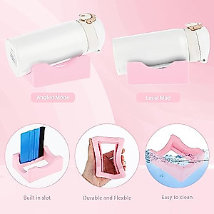 Giantree Silicone Cup Holder with Built-in Slot, Cup Cradle for Crafting Use to Apply Vinyl Decal Small Tumbler Stand Cup Holder with Felt Edge Squeegee Suit for Glass Cups Bottles Mugs(Pink)