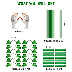 60Pcs Greenhouse Hoops for Raised Garden Beds 4ft Wide Grow Tunnel Up to 12 Sets for Row Cover DIY Garden Hoop Plant Support Garden Stakes for Plants Fruits Vegetables