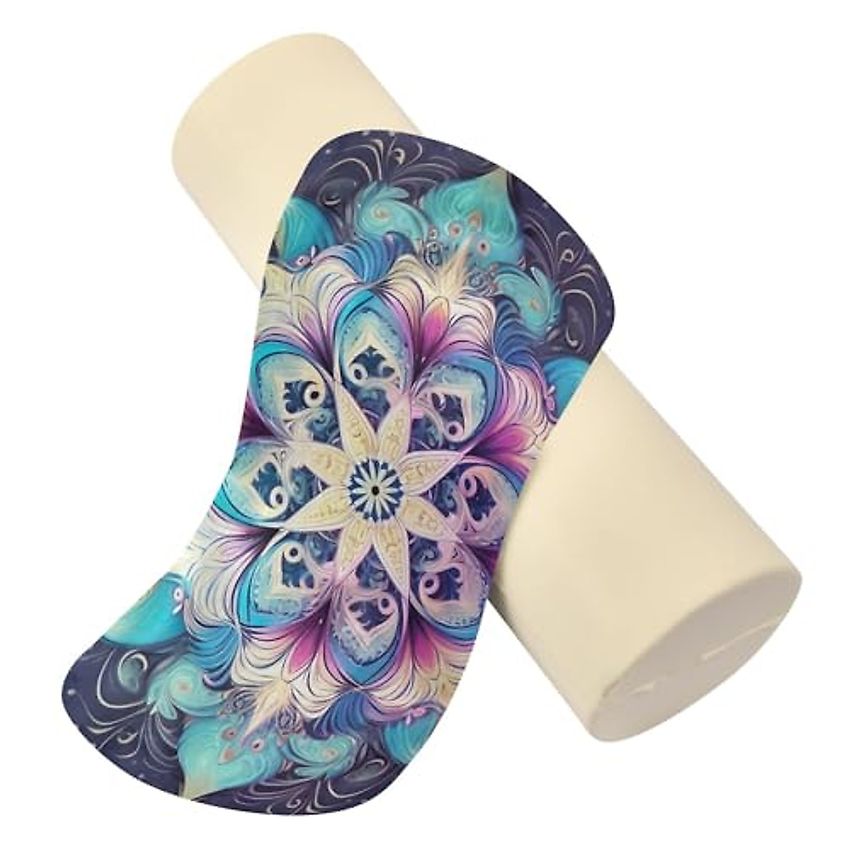 xigua Snowflakes Neck Roll Pillow for Neck Relief with Removable Washable Cover - Memory Foam Round Cylinder Bolster, Ergonomically Designed for Head, Neck, Back, and Legs