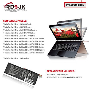 PA5209U-1BRS Laptop Battery for Toshiba Satellite L10-B003 L10W-B L10W-C L10T L10W L15W-B L15W-B1208X L15W-B1302 L15W-B1310 Radius 11 L10W-C L10W-C-10C L10W-C-10H Serie P000627450 WSTBBT050O 7.2V 28Wh