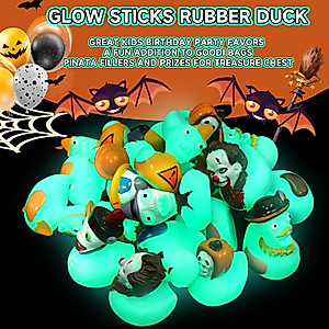 SCIONE 48 Pack Glow in The Dark Halloween Rubber Duck Party Favors, Assorted Rubber Ducks Toys Halloween Party Supplies Trick or Treat Supplies Goodie Bag Fillers Baby Showers Bath Toys for Kids