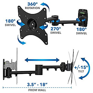 Mount-It! TV Wall Mount Bracket | Quick Release | Full Motion Swing Out Tilt Swivel | Articulating Arm for 13-42" Flat Screens and Monitors | VESA 75 to 200 | 44 Pound Capacity | Anti-Theft Locking
