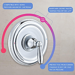 Pressure Balancing Tub and Shower Trim Kit, Compatible with Moen Posi-Temp Valve, Chrome