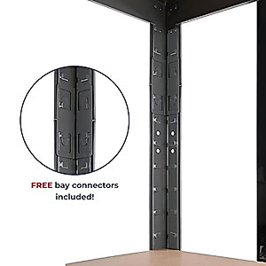 59 x 30 x 12 inches, Black 5 Tier (200LB Per Shelf), 2000LB Capacity Garage Shed Storage Shelving Units, 5 Year Warranty