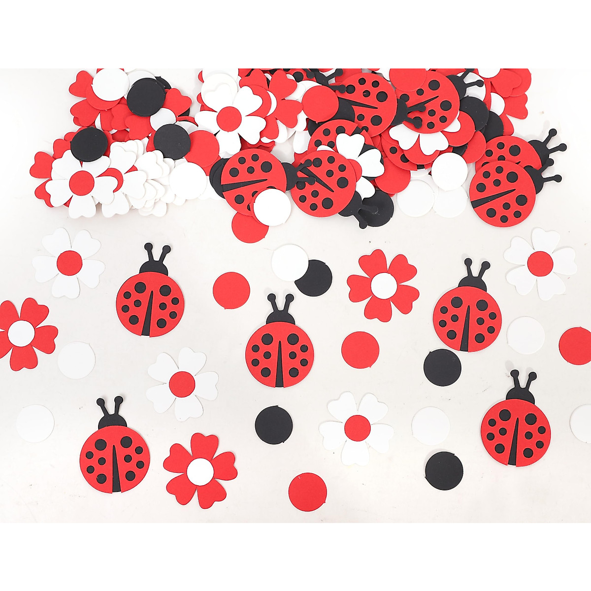 Ladybug Party Confetti - Ladybug Table Decorations, Red Black White Circle ladybug Confetti, Ladybug Birthday Decor, Ladybug Themed Wedding/Bridal Shower/Baby Shower Party Decor (180PCS)