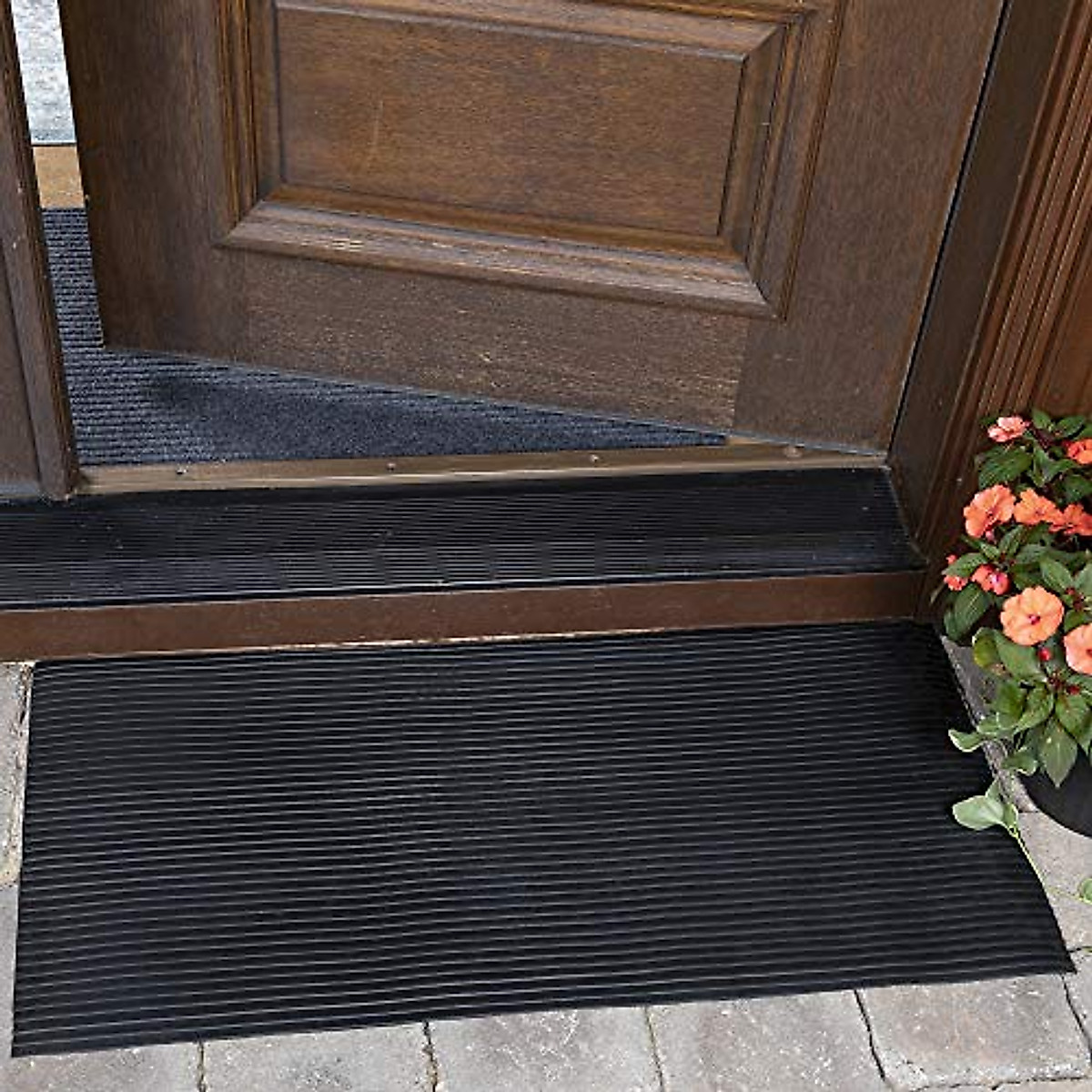 Sweet Home Stores Rubber Collection Multi-Purpose Rubberback Indoor/Outdoor Rubber Mat, 2' x 3', Black
