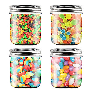 novelinks 8 Ounce Clear Plastic Jars Containers With Screw On Lids - Refillable Round Empty Plastic Slime Storage Containers for Kitchen & Household Storage - BPA Free (32 Pack)