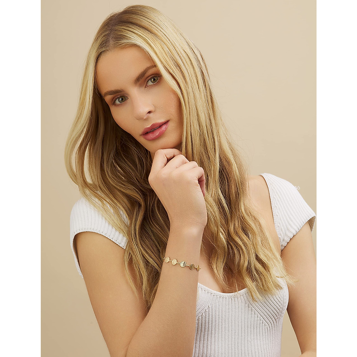 Barzel 18K Gold Plated Religious Bracelet with Saint Benedict Coins, 7.5 Inches - Made In Brazil