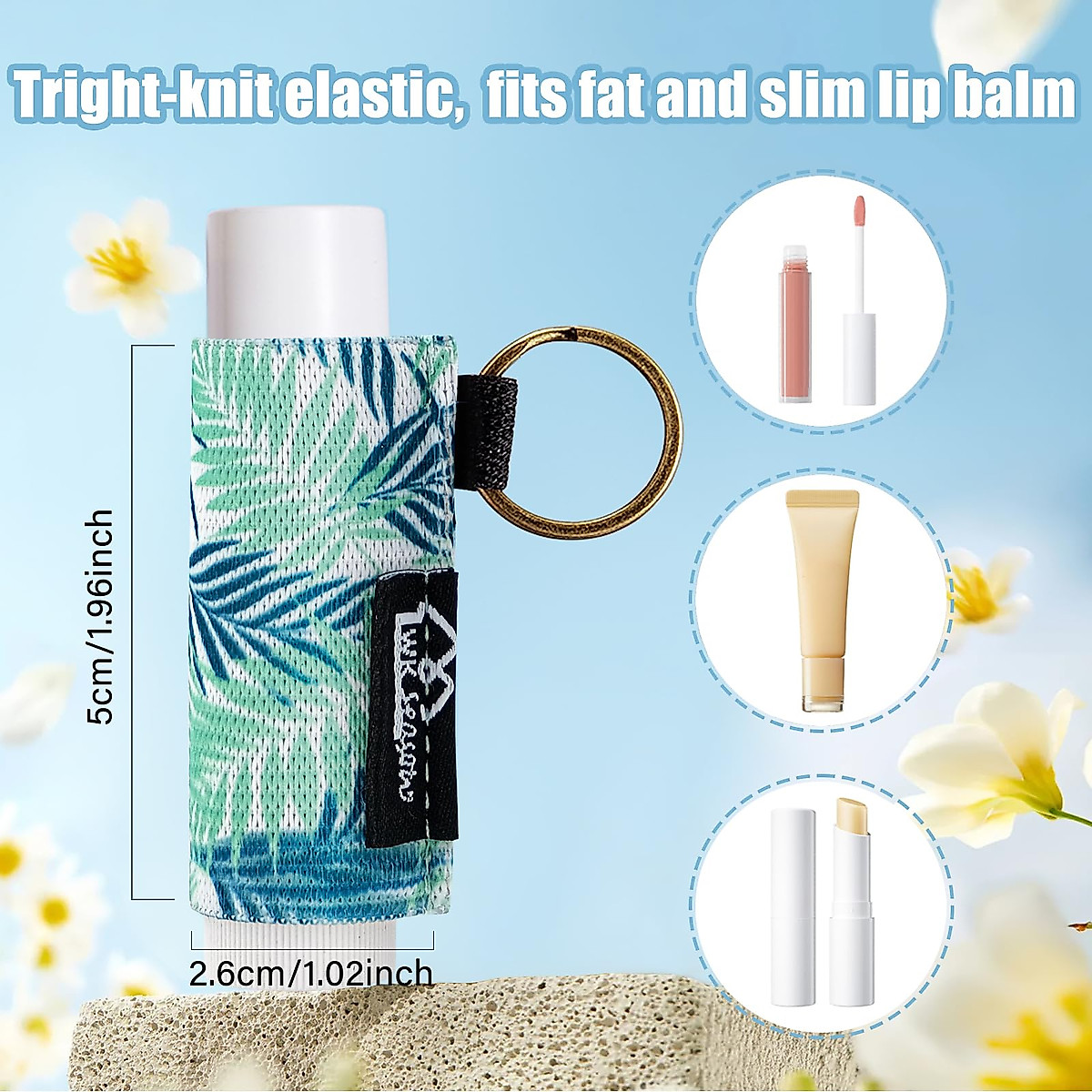 WK IEASON - Lip Balm Holder Keychain Clip On Lipstick Sleeve Chapstick Sleeve Holder Keychain (Leox3)
