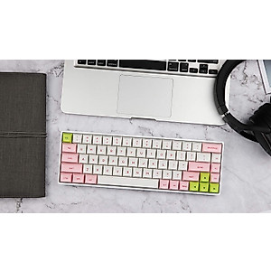 EPOMAKER SKYLOONG SK68 Keys Hot-swap RGB Mechanical Keyboard with Dye-subbed PBT GSA Keycaps, 3Fn Programmable Macros for Mac/Win/Android/iOS (Gateron Optical Blue, Pink White)